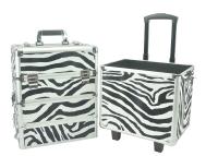 China 4 In 1 Aluminum Makeup Trolley Case In Zebra Color, Zebra Pro Makeup Case for sale