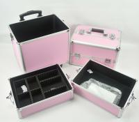 China 4 In 1 Aluminum Makeup Trolley Case In Pink Color Pink Pro Makeup Trolley Case for sale