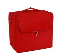 China Soft Fabric Makeup Train Case With Shoulder Strap Pro Makeup Cosmetic Case Large Base Compartment for sale