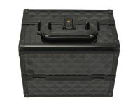 China Black Small Aluminum Cosmetic Train Case With Mirror Inside, Professional Makeup Case for sale