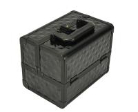 China Black Small Aluminum Cosmetic Train Case With Mirror Inside, Professional Makeup Case for sale