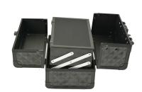 China Black Small Aluminum Cosmetic Train Case With Mirror Inside, Professional Makeup Case for sale