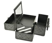 China Black Small Aluminum Cosmetic Train Case With Mirror Inside, Professional Makeup Case for sale