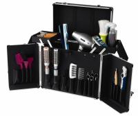 China Aluminum Hairdresser Case With Trolley Aluminum Grooming Case With Trolly In Black for sale