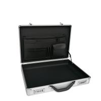 China Funtional Aluminum Attache Case With Two Locks Silver ABS Pilot Case For Business for sale