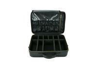 China PU Beauty Case With Zipper Black Leather Makeup Bag Waterproof Cosmetic Bag For Artists for sale