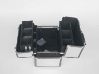China Aluminum Beauty Case With Gray Frame Silver Makeup Case Portable Handle To Storage Cosmetics And Tools for sale