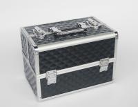 China PVC Makeup Case Four Trays Black Aluminum Cosmetic Case With Strong Handle for sale