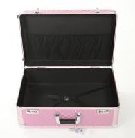 China Pink Aluminum Beauty Case With Two Handles Rolling Cosmetic Case For Travel for sale