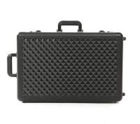 China Pink Aluminum Beauty Case With Two Handles Rolling Cosmetic Case For Travel for sale