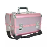 China Portable Aluminum Beauty Case With Shoulder Strap, Plastic Trays Inside Aluminum Makeup Case To Storage Toiletry Artist for sale