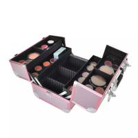 China Portable Aluminum Beauty Case With Shoulder Strap, Plastic Trays Inside Aluminum Makeup Case To Storage Toiletry Artist for sale