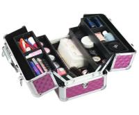 China Rose PVC Beauty Case Waterproof Aluminum Makeup Case For Travel Portable Cosmetic Case for sale