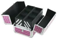 China Rose PVC Beauty Case Waterproof Aluminum Makeup Case For Travel Portable Cosmetic Case for sale