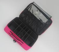 China Oxford Beauty Bag With Double Zipper Fabric Makeup Train Case For Artist Rose Cosmetic Bag 3 Layer Organizer for sale
