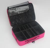 China Oxford Beauty Bag With Double Zipper Fabric Makeup Train Case For Artist Rose Cosmetic Bag 3 Layer Organizer for sale