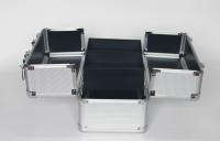 China Silver Aluminum Cosmetic Train Box Double Open Aluminum Makeup Case For Artist With Tray for sale