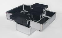 China Silver Aluminum Cosmetic Train Box Double Open Aluminum Makeup Case For Artist With Tray for sale