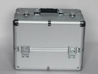 China Silver Aluminum Cosmetic Train Box Double Open Aluminum Makeup Case For Artist With Tray for sale