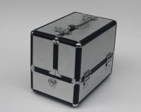 China Gray Aluminum Cosmetic Case PVC Beauty Box With Four Trays Portable For Travel for sale