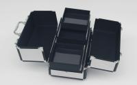 China Gray Aluminum Cosmetic Case PVC Beauty Box With Four Trays Portable For Travel for sale