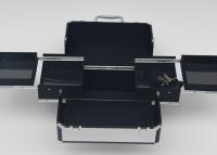 China Gray Aluminum Cosmetic Case PVC Beauty Box With Four Trays Portable For Travel for sale