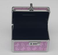 China Small Aluminum Beauty Nail Case Pink ABS Cosmetic Box With Mirror for sale