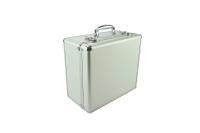 China Light Weight Portable Watch Case Aluminum Watch Carry Box Silver Removable Trays for sale