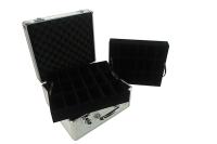 China Light Weight Portable Watch Case Aluminum Watch Carry Box Silver Removable Trays for sale