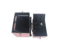 China Pink Aluminum Makeup Trolley Case Rolling Aluminum Cosmetic Case for sale