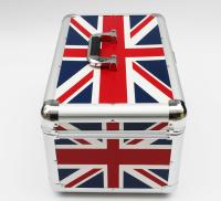 China LP 7'' Aluminum Union Flag Carry Case DVD Storage Box for sale