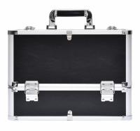 China Portable Pink Cosmetic Case Aluminum Frame ABS Beauty Case With Shoulder Strap for sale