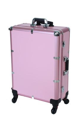China Custom Black & Pink Makeup Cases With Light For Makeup for sale