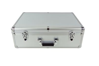 China Silver Aluminum Hard Cases Box Tool Carrying Cases With White Die Cut Foam for sale