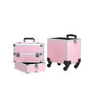 China Rolling Makeup Train Case Hairdressing Trolley Stylist Beauty Salon Cosmetic Luggage Travel Organizer Makeup Case for sale
