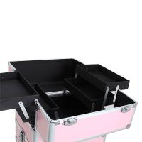 China Rolling Makeup Train Case Hairdressing Trolley Stylist Beauty Salon Cosmetic Luggage Travel Organizer Makeup Case for sale