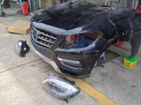 China Used Mercedes-Benz M-Class W166 ML300/ML350/ML400 Full Nose Cut Front Bumper LED Headlight Grille Bonnet Hood Black for sale