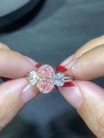 China 3.52CT Lab Grown Diamond Jewelry Pink Oval Diamond Ring VS2 for sale