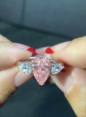 China 2.43ct IGI Certified Lab Grown Fancy Pink Pear Diamond Solitaire Engagement Ring for sale