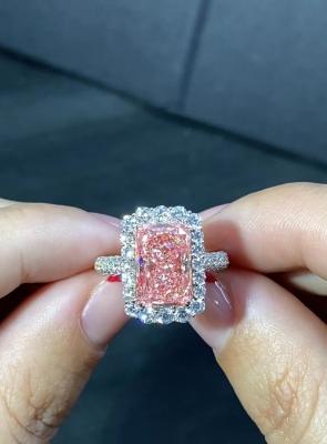 China 4.56ct Lab Grown Fancy Pink Radiant Cut Diamond Solitaire Engagement Ring IGI Certified for sale