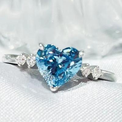 China Heart Lab Diamond Jewelry Lab Created Blue Diamond Ring VS2-VVS1 for sale