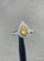 China Lab Grown Diamond Rings Certified Yellow Pear Diamond Anniversary Ring 1ct VS2 ~ VVS1 for sale