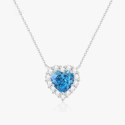China 1ct Blue Heart CVD Lab Grown Diamond Necklace with VS2-VVS1 Clarity and IGI Certification for sale