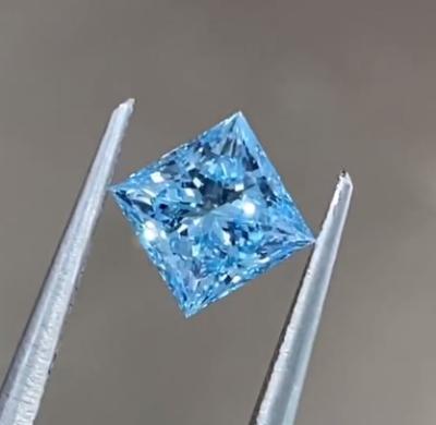 China Lab Grown Blue Diamond Princess Cut 1.0-2.0ct CVD Loose Diamond IGI Certified 10 Mohs for sale
