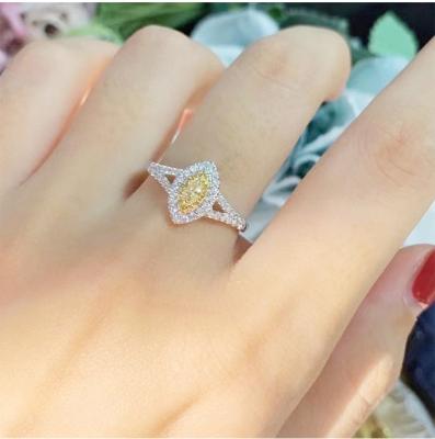 China 1ct Lab Grown Marquise Yellow Diamond Ring IGI Certified 10 Mohs Hardness for sale