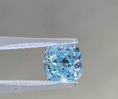 China CVD Lab Grown Blue Diamond 5.30ct Cushion Cut Fancy Vivid VS1 IGI Certified for sale