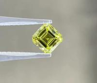 China Lab Grown Yellow Diamond Asscher Cut VS1 Clarity 1 Carat CVD Synthetic Loose Diamond for sale