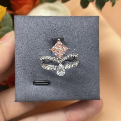 China IGI Certified 1ct Lab Grown Pink Princess Diamond Ring Custom Made Fancy Jewelry for sale