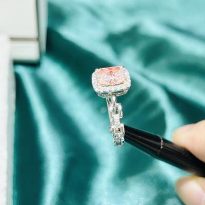 China 1CT IGI Certified Lab Grown Fancy Pink Cushion Diamond Solitaire Engagement Ring for sale