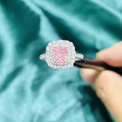 China IGI Certified Lab Grown Diamond Cushion Cut Pink Diamond Ring 1ct for sale